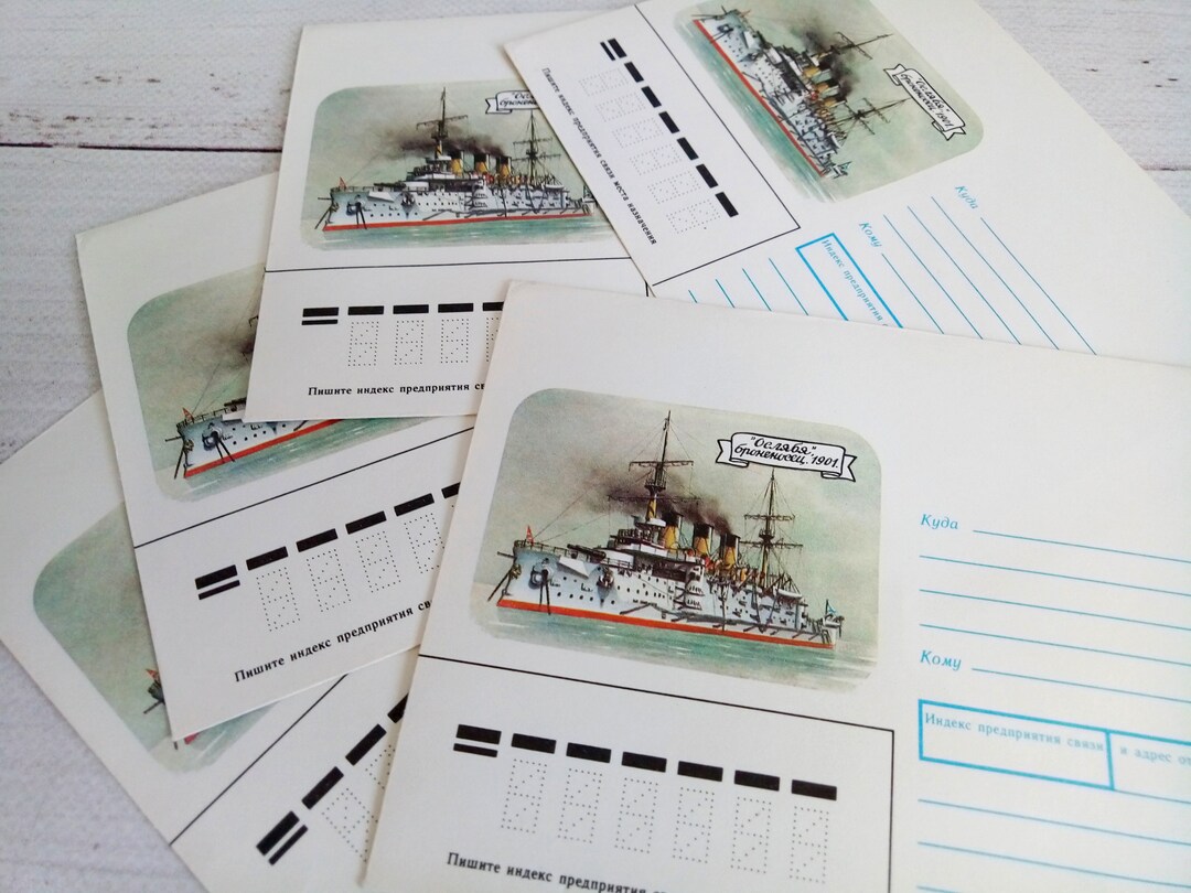 Vintage 5 Envelopes Soviet Era Postal Envelope 90s Military Themed ...