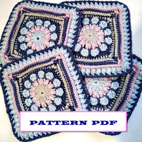 Crochet Blanket saffron. Motif Pattern. Granny Square - Etsy