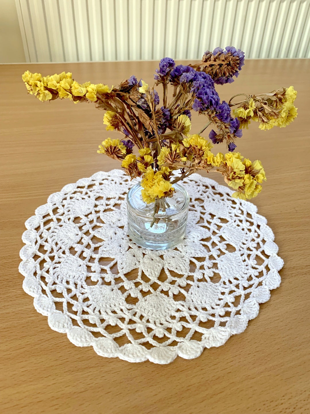 Vintage Crochet Doily 10, White Lace Round Cotton Doily, Dresser Doily ...