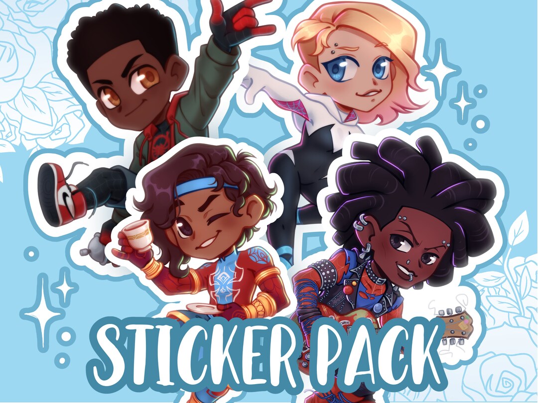 SPIDERVERSE Matte Vinyl Sticker Pack - Miles, Gwen, Pavitr, Hobie - ( 3 ...