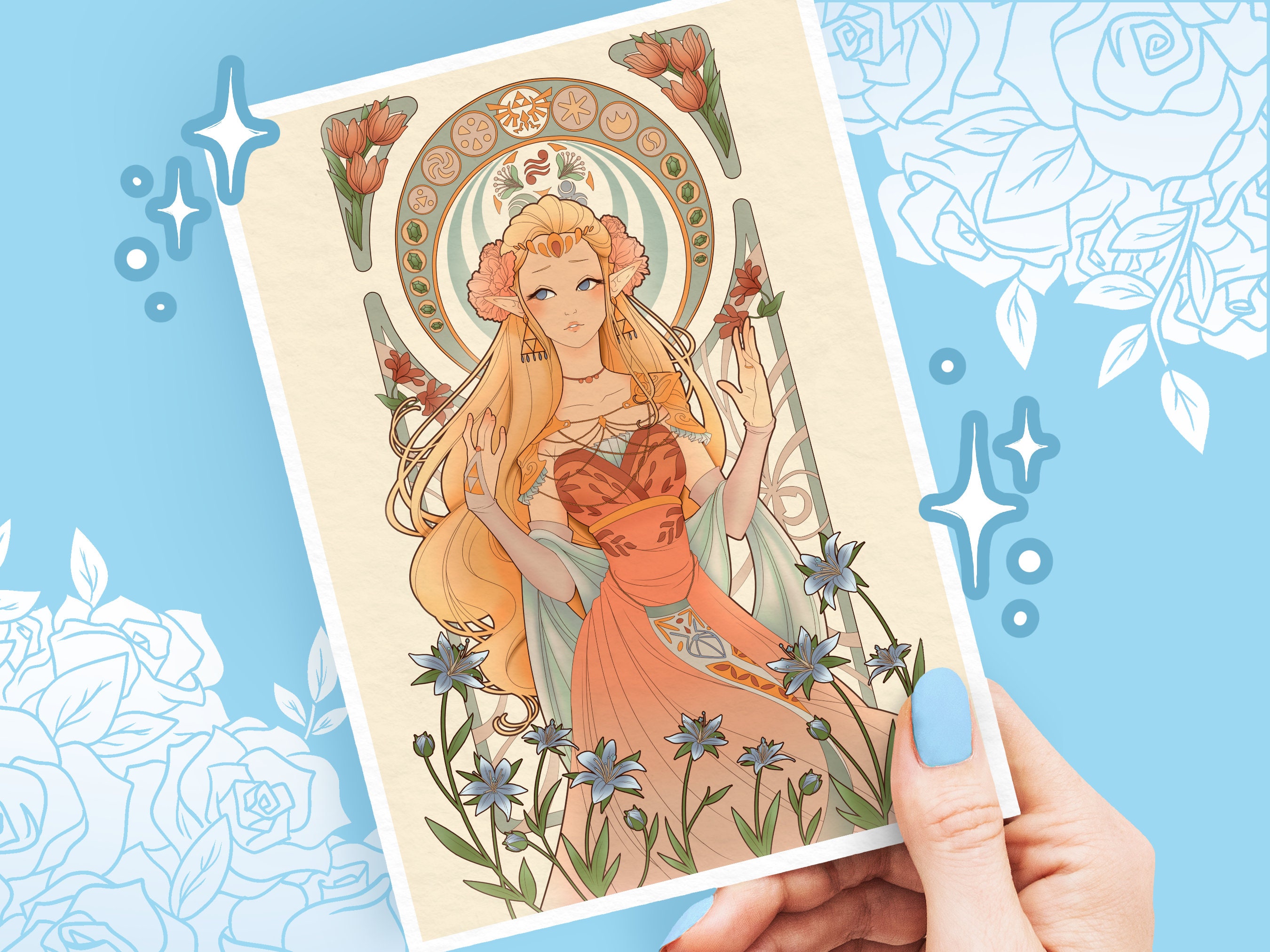 PRINCESS ZELDA Art Print Poster Art Nouveau Legend of - Etsy