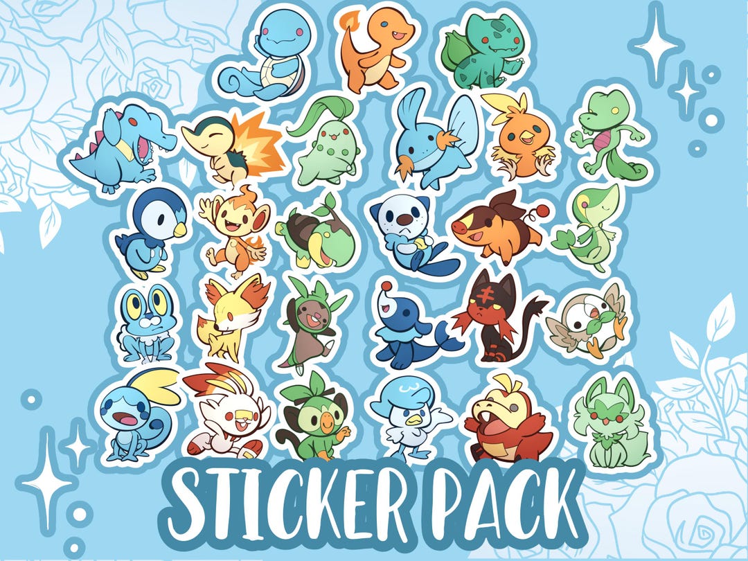STARTERS - Matte Vinyl Sticker - POKEMON - ( 3 in / 7,6 Cm) - Etsy