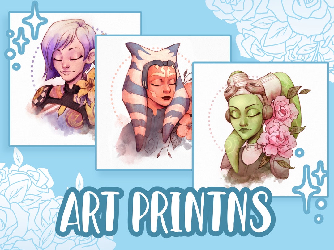 STAR WARS REBELS Watercolor Art Print - Poster - Ahsoka Tano, Hera Syndulla, Sabine Wren - 4,1 / ...