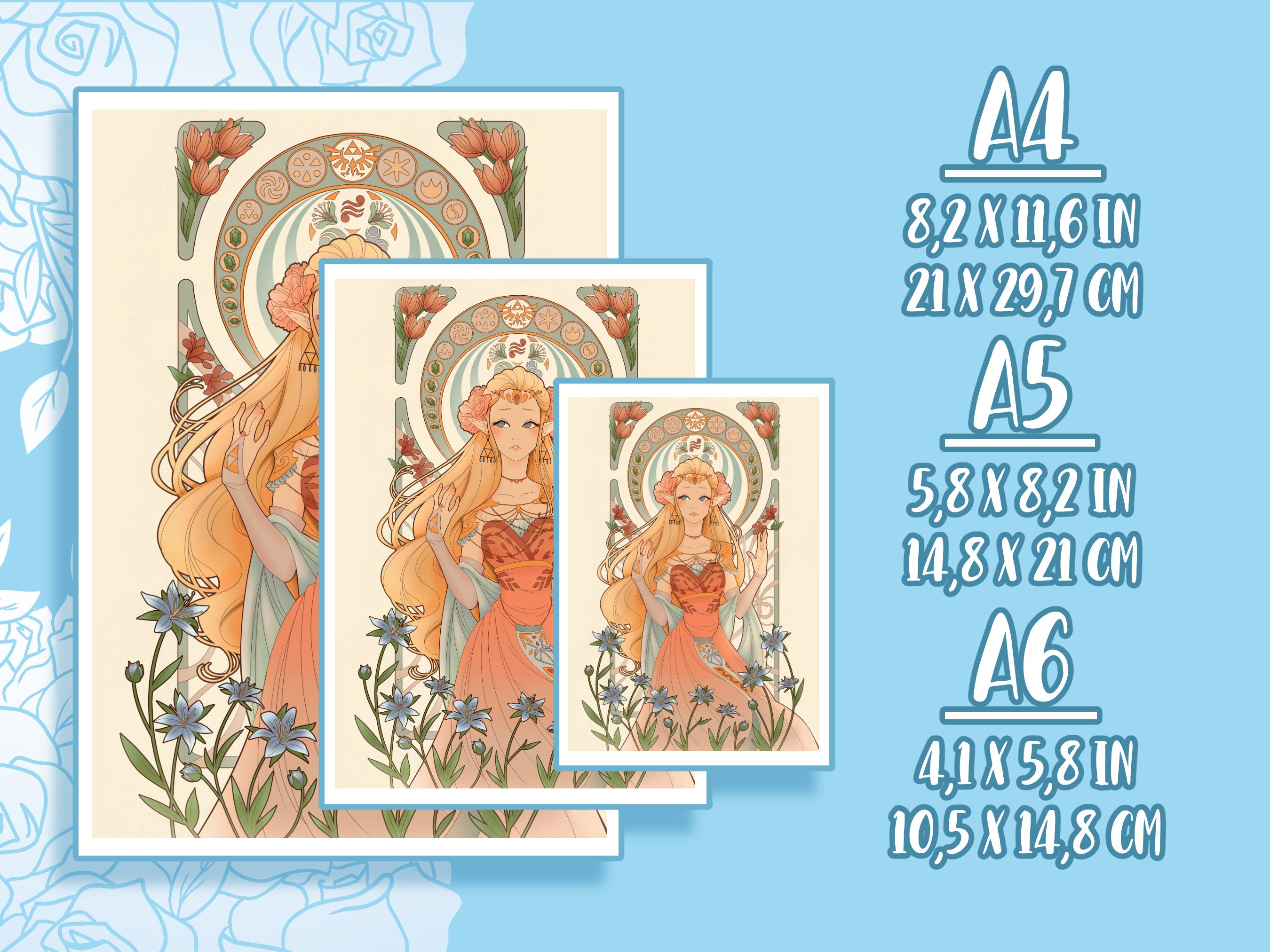 PRINCESS ZELDA Art Print Poster Art Nouveau Legend of - Etsy