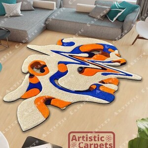 Tufted Irregular Shaped Rug / Modern Abstract Area Rug for Living Room ...