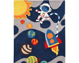 Rocket Rug for Kids - Etsy