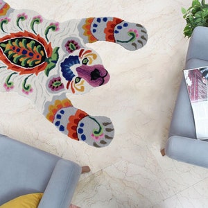 Bear Rug, Floral Rug Modern, Cute White Rug Aesthetic, Christmas Gifts ...