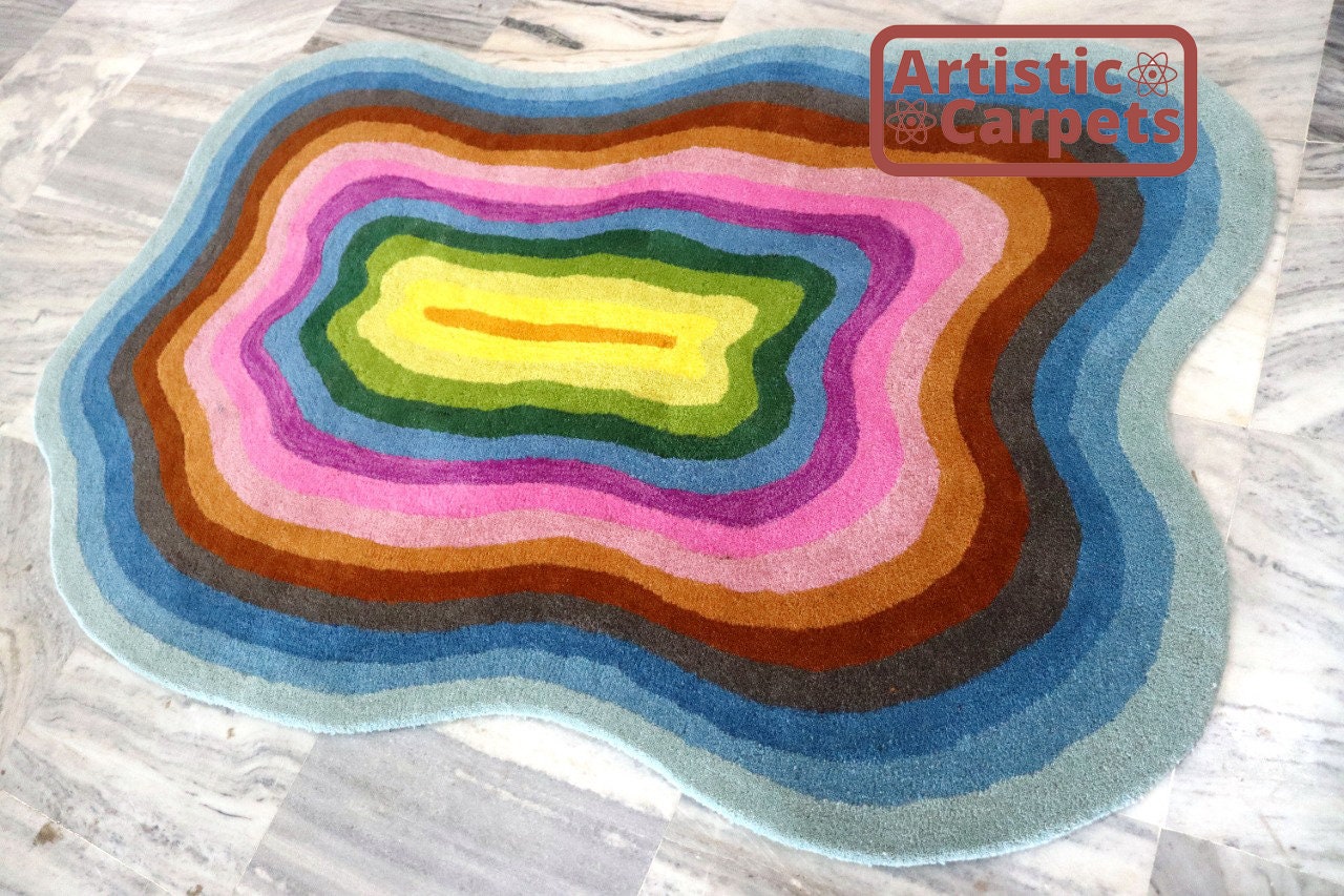 Modern Abstract Area Rug for Living Room / Irregular Rug / - Etsy