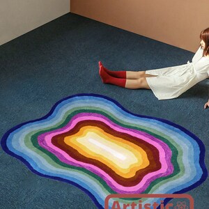 Modern Abstract Area Rug for Living Room / Irregular Rug / - Etsy