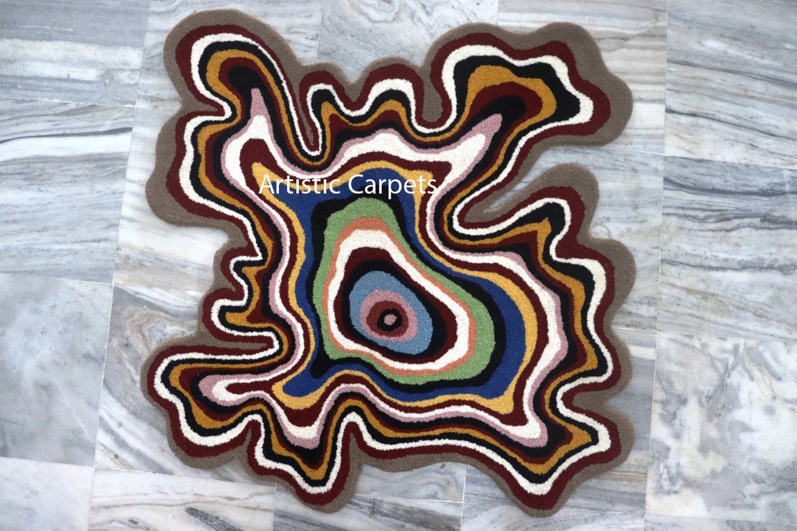 Irregular Rug Shape / Modern Abstract Area Rug for Living Room - Etsy