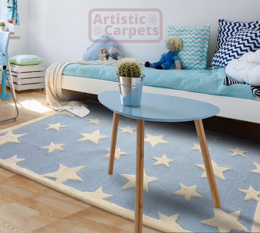 Star Rug Tufted Pink/blue Kids Rug, Children Nursery Area Rug 3X5 4X6 ...
