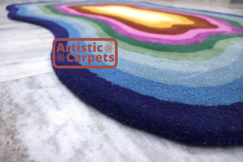 Modern Abstract Area Rug for Living Room / Irregular Rug / - Etsy