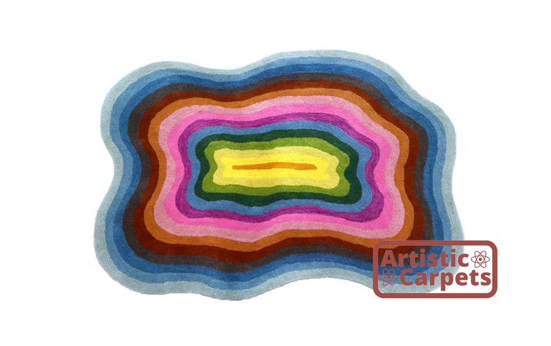 Modern Abstract Area Rug for Living Room / Irregular Rug / - Etsy