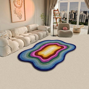 Modern Abstract Area Rug for Living Room / Irregular Rug / - Etsy