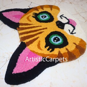 Hand Tufted Cat Rug New Pattern /cute Animal Rug / Rugs for Kids ...