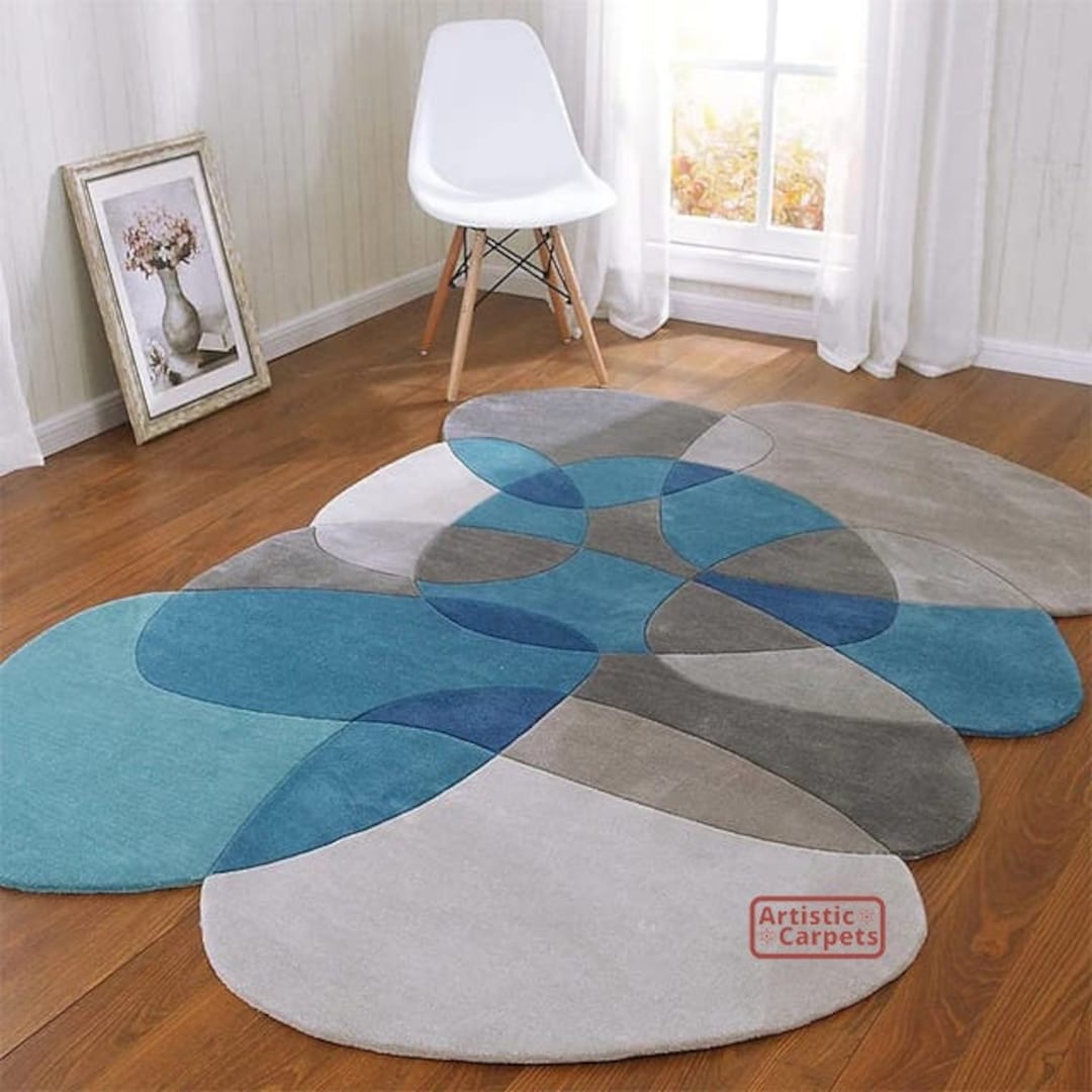 Irregular Shaped Rug / Modern Rug Abstract for Living Room / Hand ...