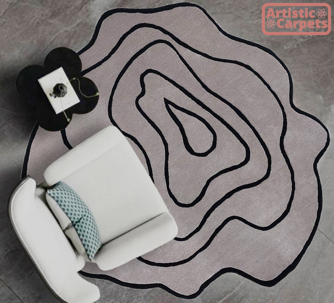 Irregular Shaped Rug / Modern Abstract Area Rug for Living Room / Hand ...