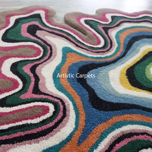 Irregular Rug / Modern Abstract Shaped Area Rug for Living Room / Hand ...