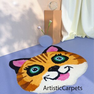 Hand Tufted Cat Rug New Pattern /cute Animal Rug / Rugs for Kids ...