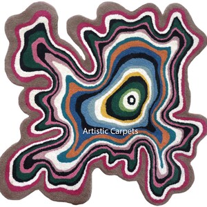 Irregular Rug / Modern Abstract Shaped Area Rug for Living Room / Hand ...