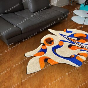 Tufted Irregular Shaped Rug / Modern Abstract Area Rug for Living Room ...