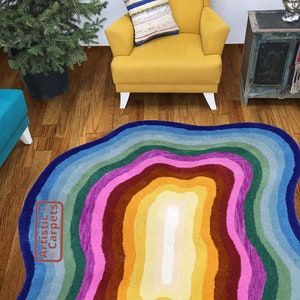 Modern Abstract Area Rug for Living Room / Irregular Rug / - Etsy