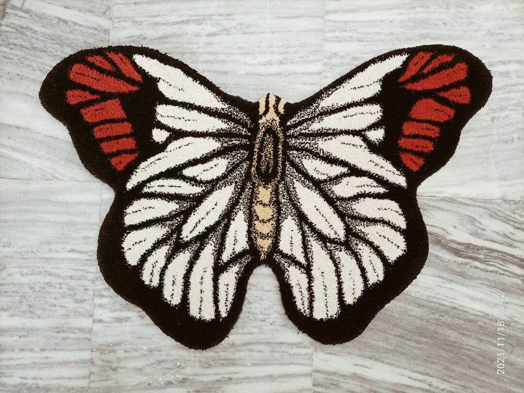 Hand Tufted Butterfly Rug Carpet for Kids Room Living Room Playroom ...