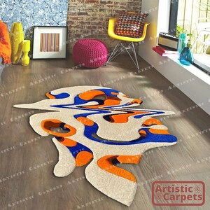Tufted Irregular Shaped Rug / Modern Abstract Area Rug for Living Room ...
