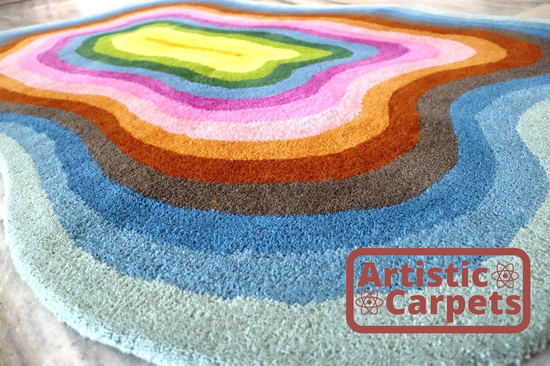 Modern Abstract Area Rug for Living Room / Irregular Rug / - Etsy