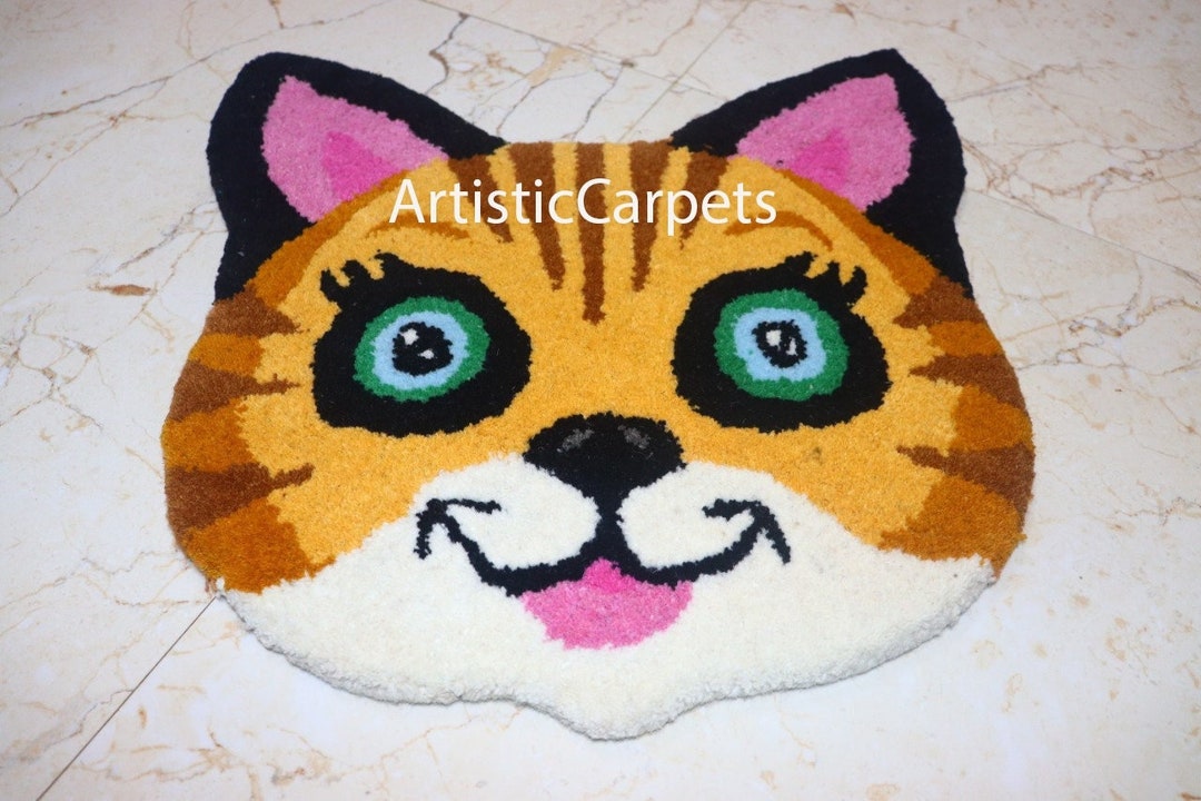 Hand Tufted Cat Rug New Pattern /cute Animal Rug / Rugs for Kids ...