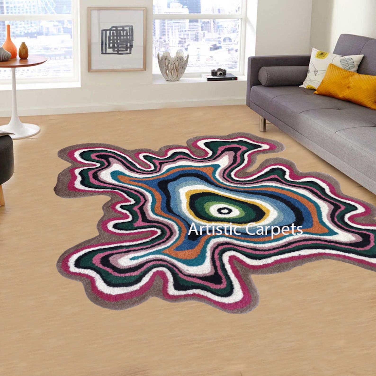Irregular Rug / Modern Abstract Shaped Area Rug for Living - Etsy