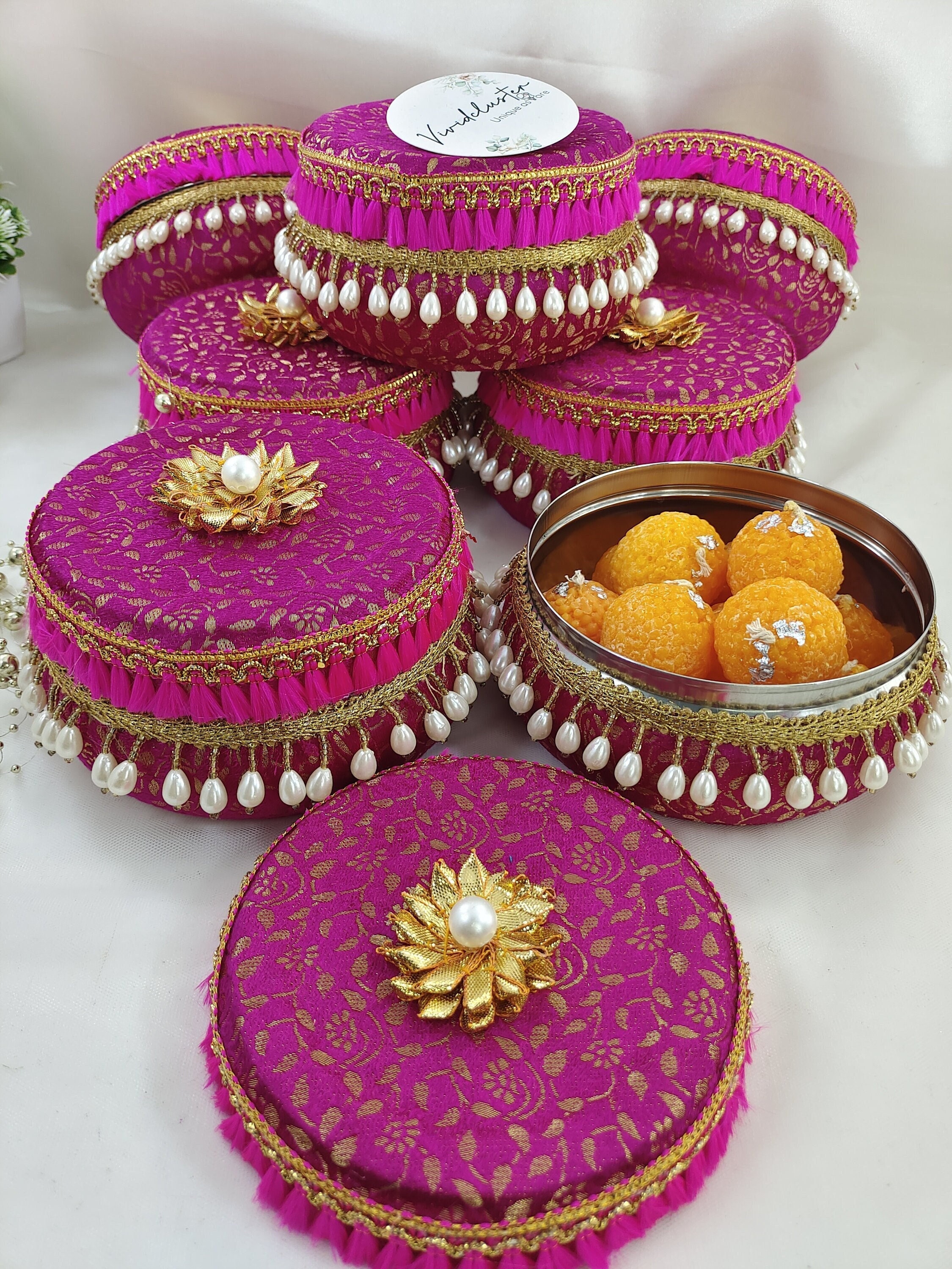 Desi Laddu Boxes Wedding Favor Return Gift Sangeet Favor Handcrafted ...