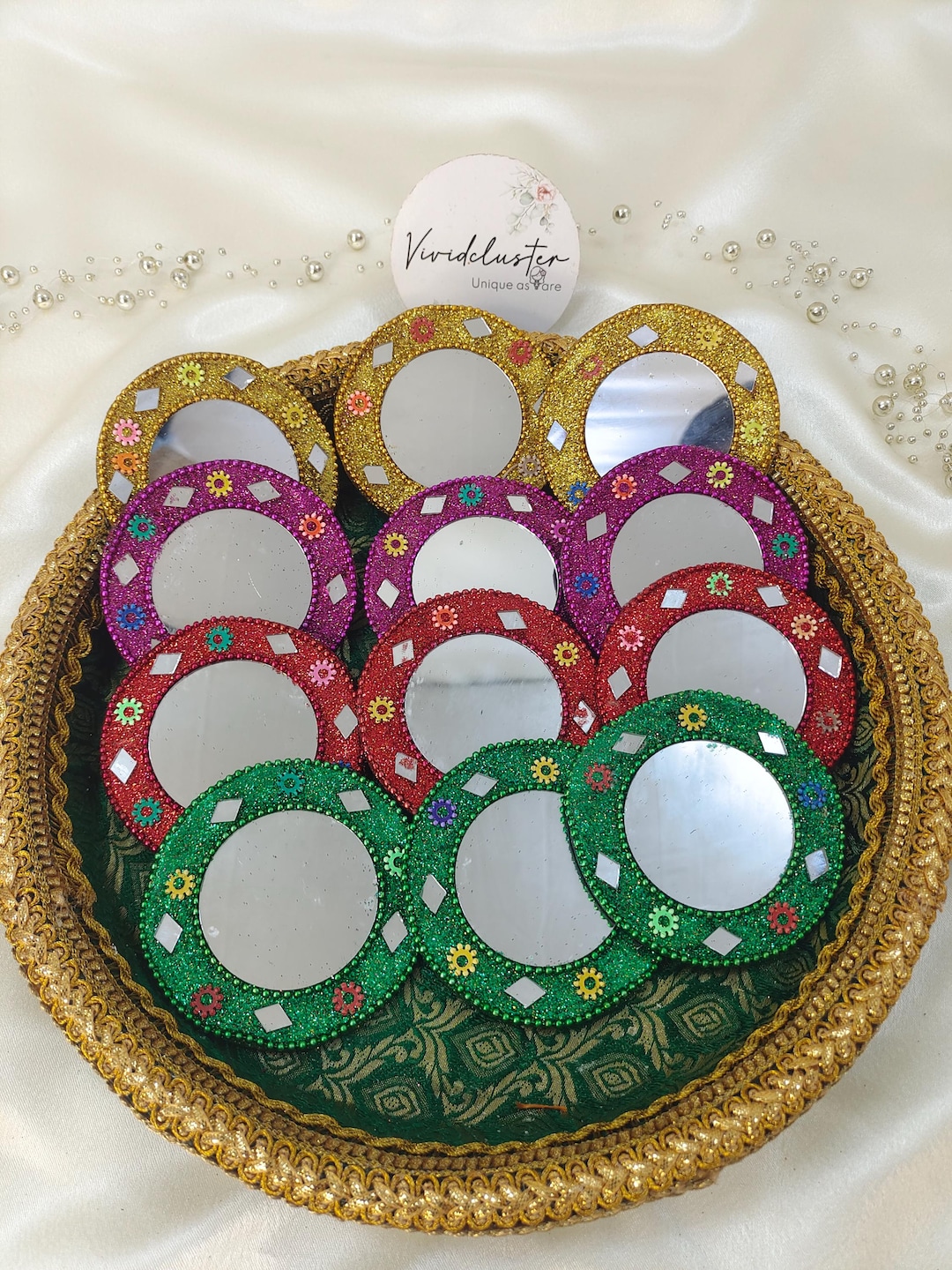 Decorative Multicolored Mirror for Wedding Haldi Mehandi Sangeet Return ...