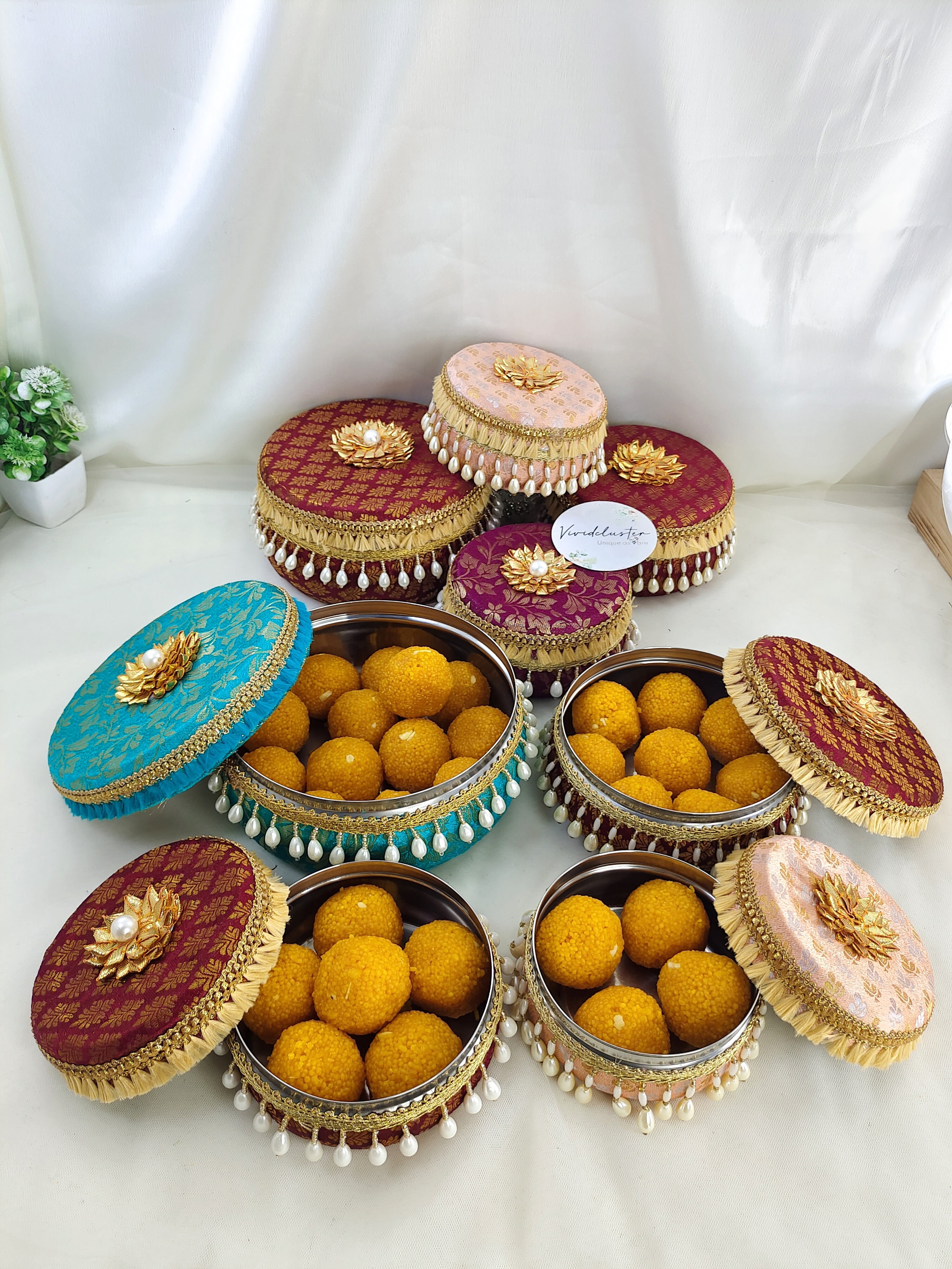 Desi Laddu Boxes Wedding Favor Return Gift Sangeet Favor Handcrafted ...