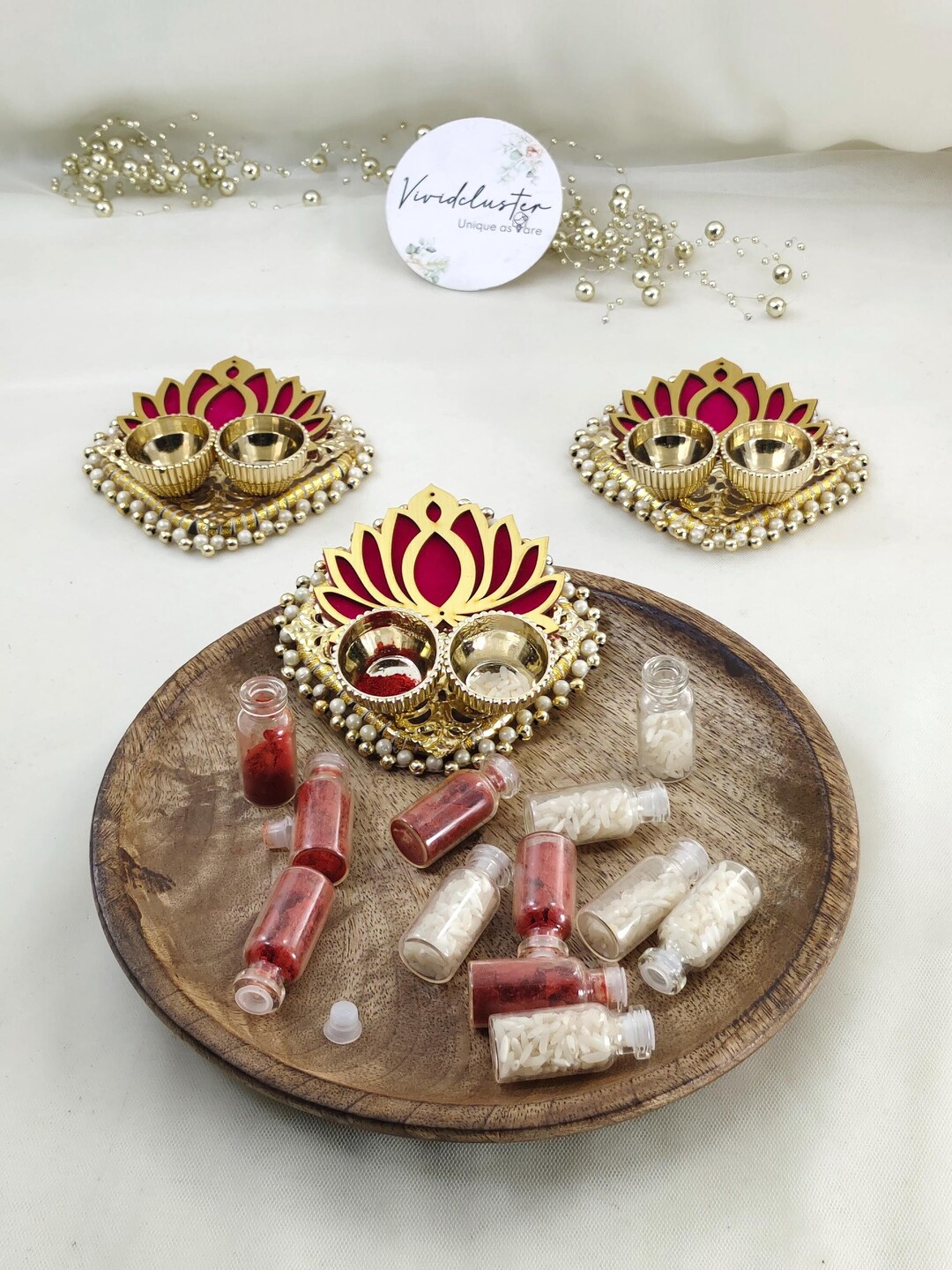 Roli Chawal for Teej Platter Kumkum Chawal Pouch Roli Chawal Pooja Box ...