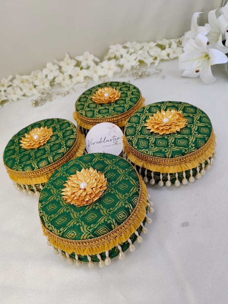 Handmade Steel Laddu Box, Brocade Fabric, Indian Wedding Favor - Etsy