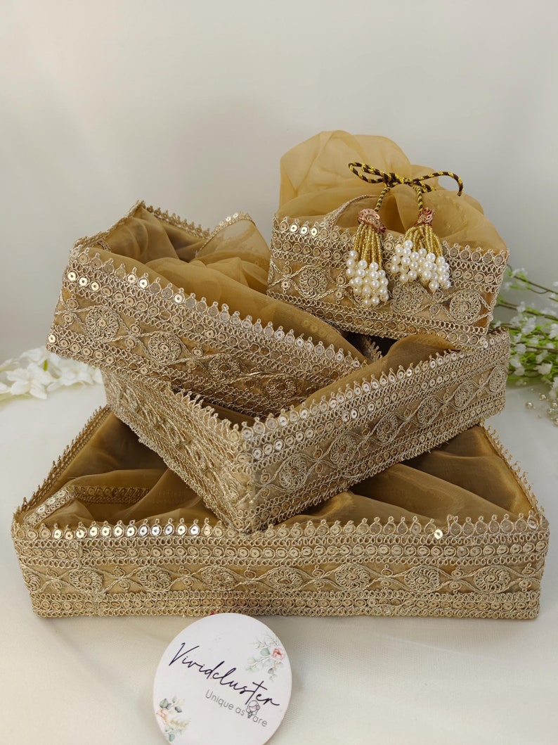 February 14 Gifts Tray With Closing Tie, Rose Gold, MDF & Fabric Base ...