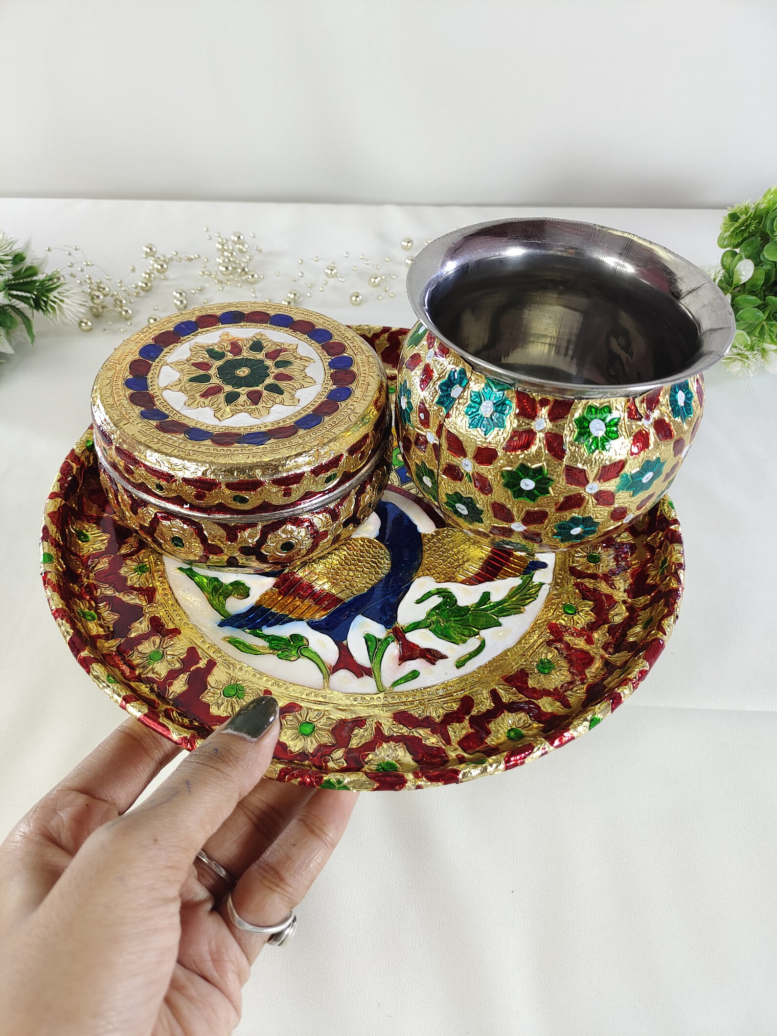 Wedding Platter With Laddu Box-lota for Karwa Chauth and Festival Gifts ...