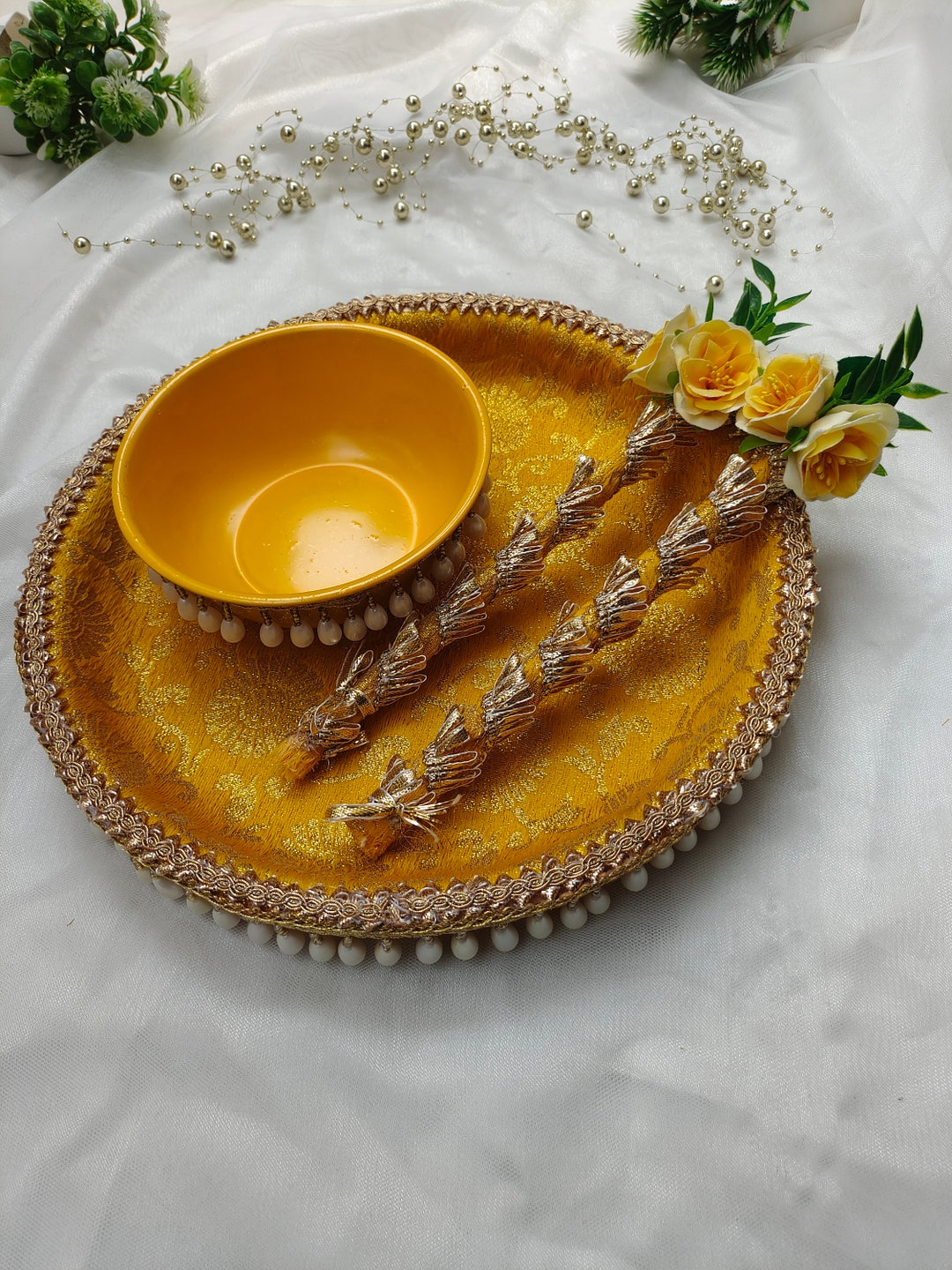 Handcrafted Haldi Platter for Wedding,bangle Chooda Ceremony Plate ...