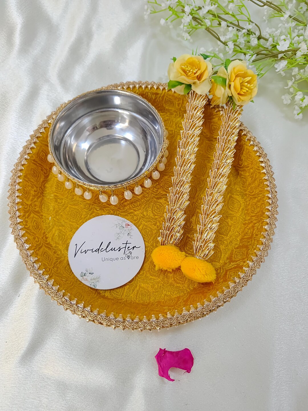 Decorative Haldi Mehandi Tray for Wedding,bangle/chooda Ceremony Thal ...