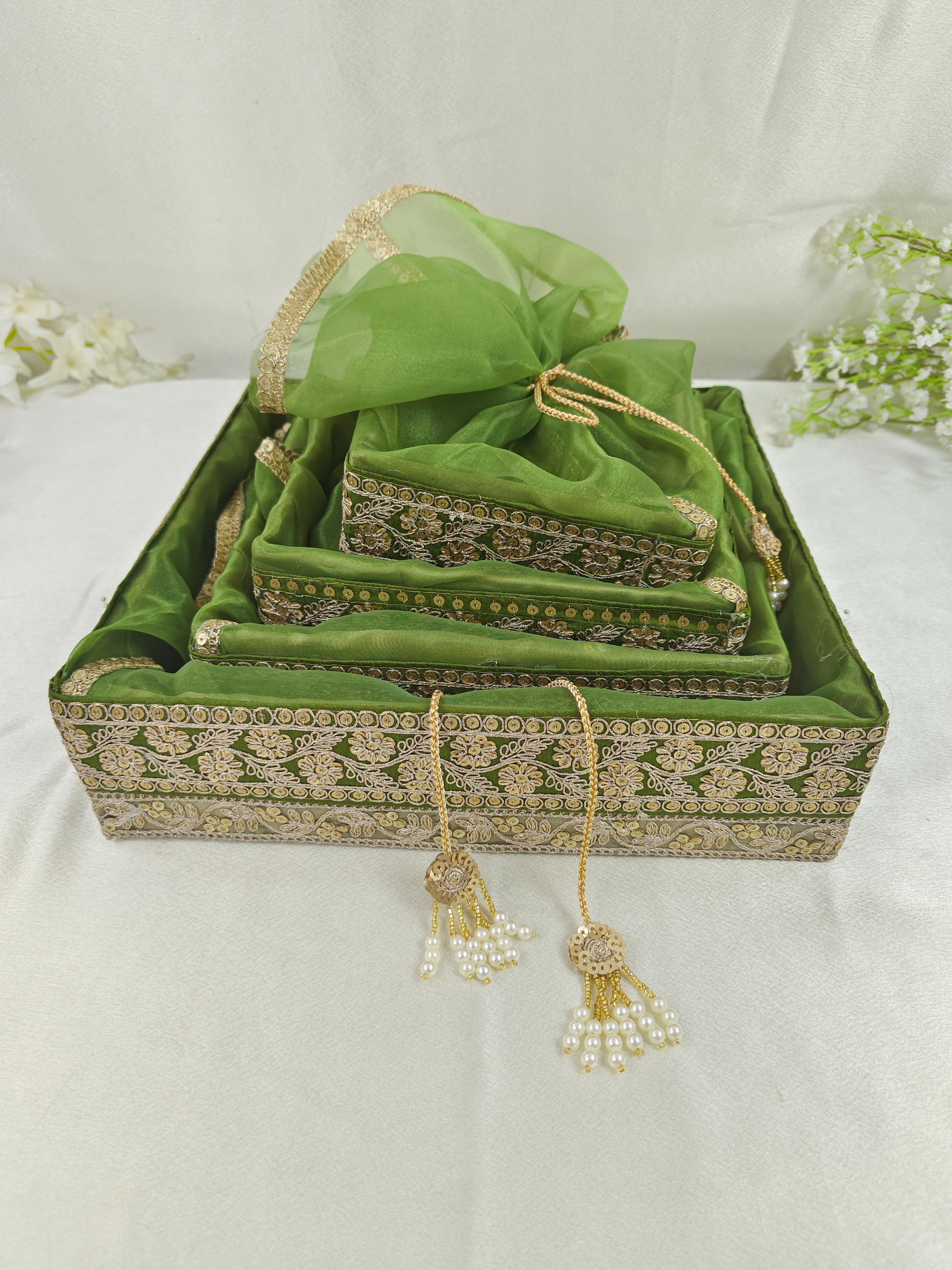 Lehriya Wedding Shagun Tray, Decorative Indian Gift Hamper (set of 4 ...