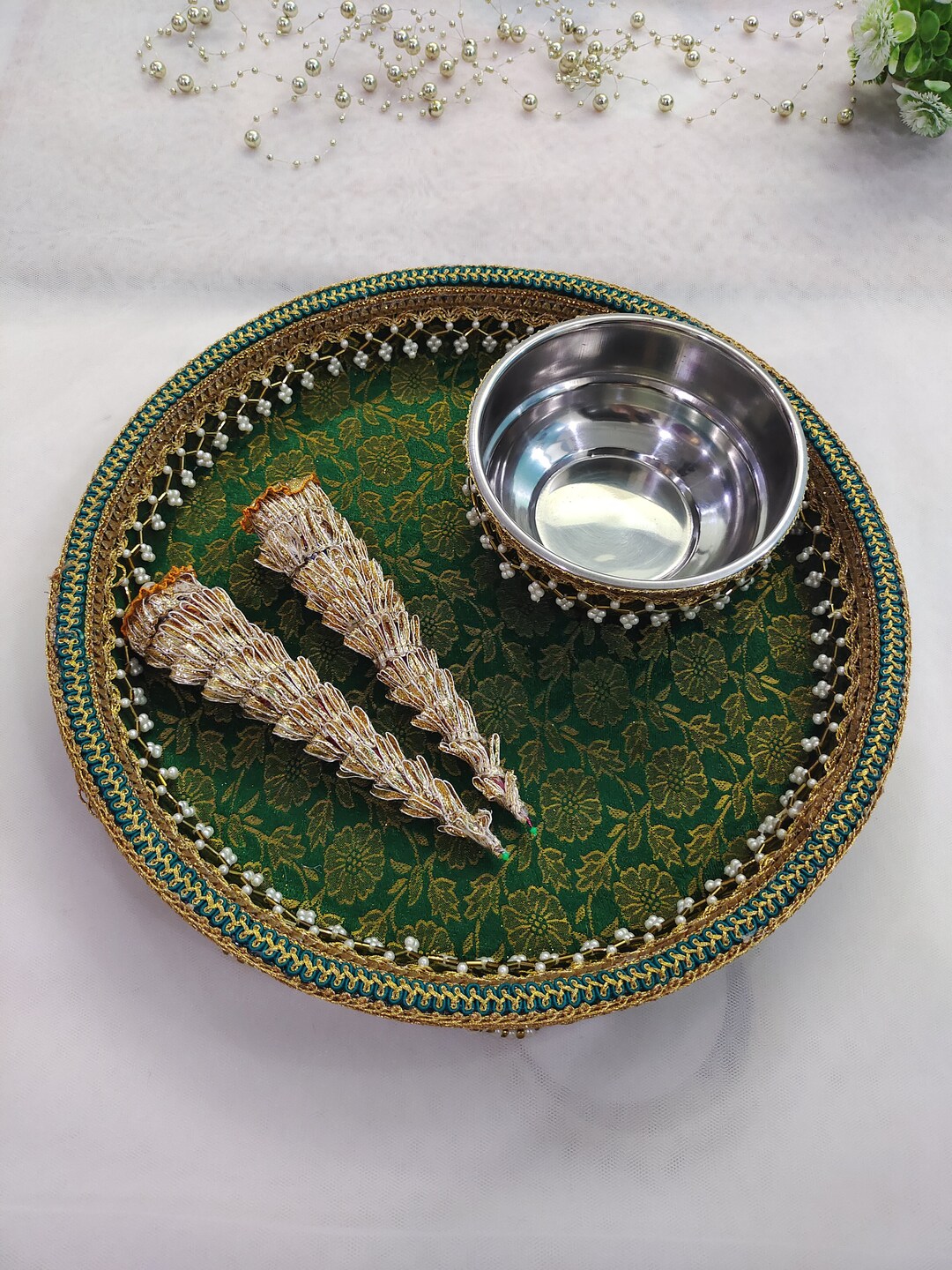 Handcrafted Mehndi/henna Platter Set for Dholki Resin Return Gift Tray ...