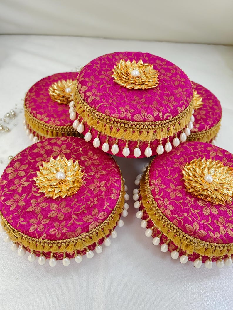 Handmade Steel Laddu Box, Brocade Fabric, Indian Wedding Favor - Etsy