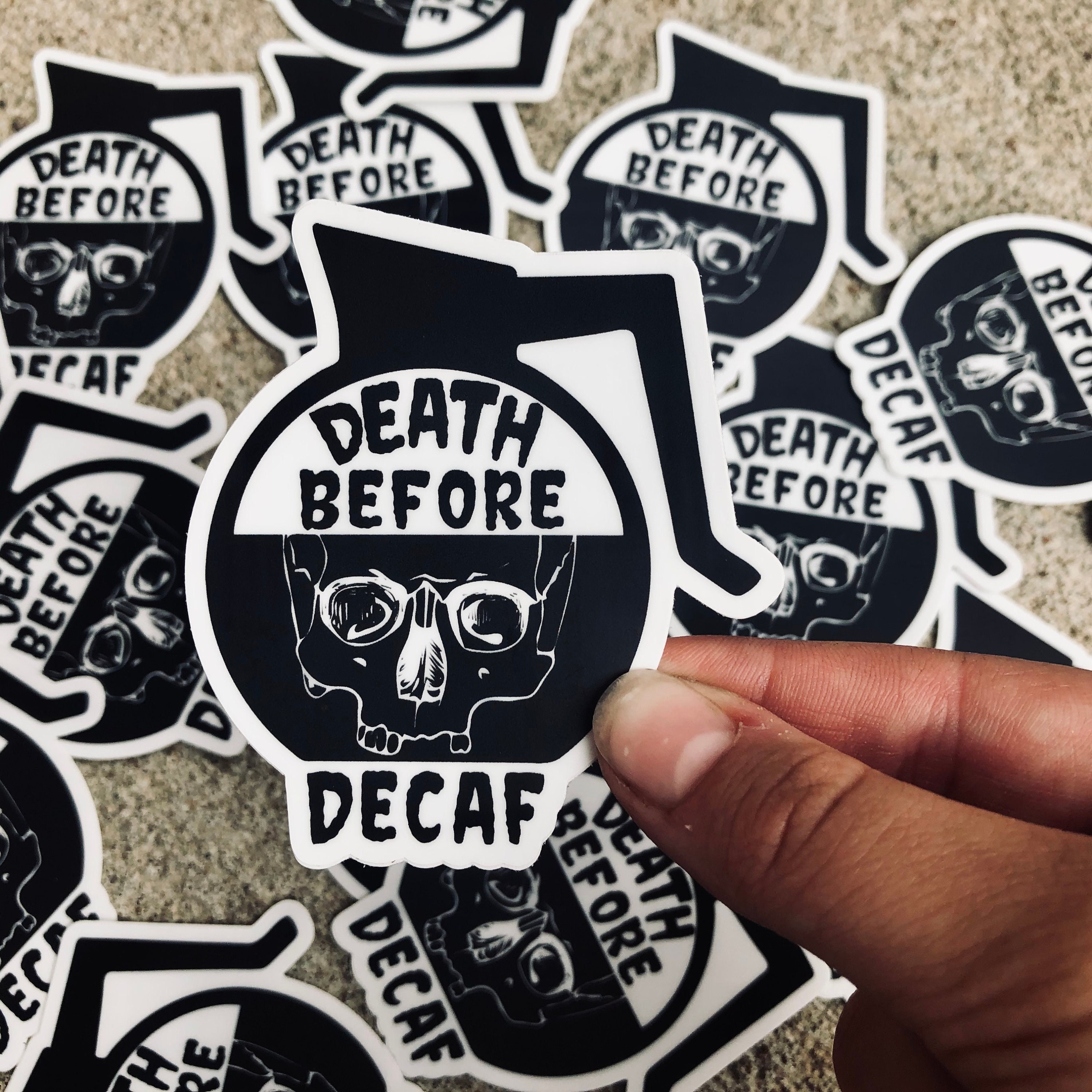 Paper Death Before Decaf Sticker Iced Coffee Sticker Decaf Coffee ...
