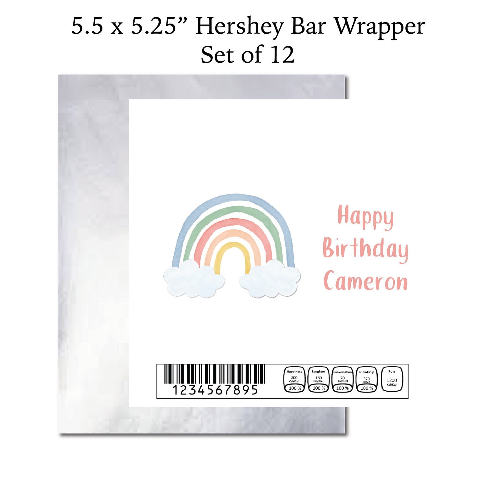 Pastel Watercolor Rainbow PRINTED CANDY BAR Wrapper Labels - Etsy