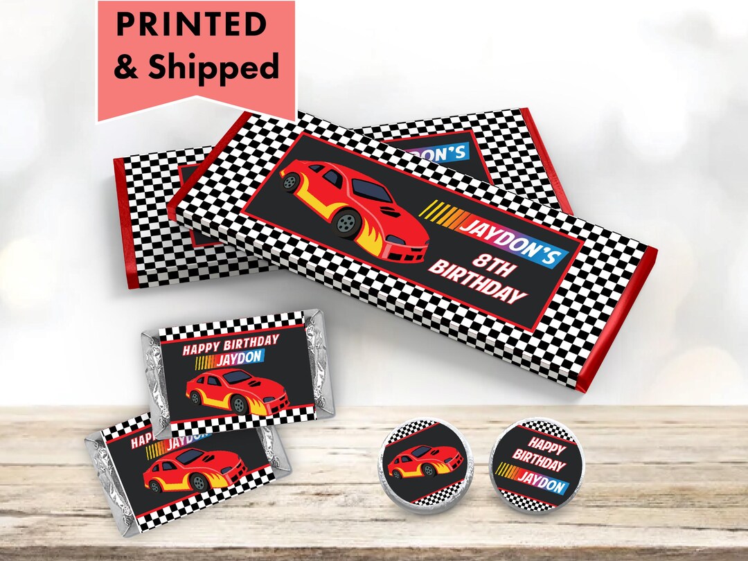 Race Car Nascar Inspired - PRINTED CANDY WRAPPERS Chocolate Kiss ...