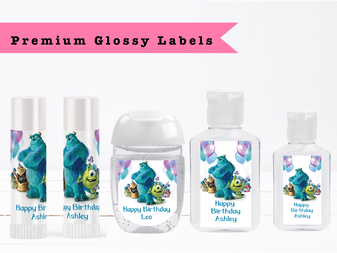 Monsters Inc - PRINTED GLOSSY LABELS - for Lip Balm Tubes or Sanitizer ...