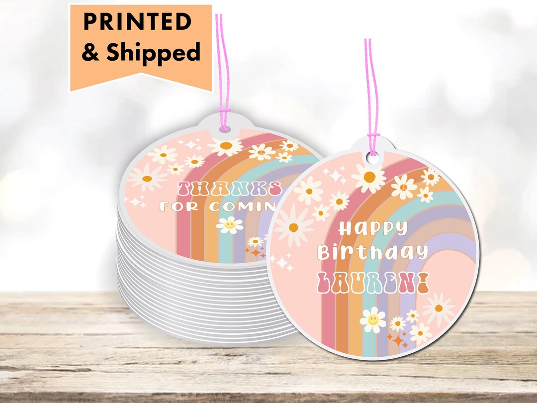 Groovy Boho Daisy Rainbow Retro Hippie Floral Peace - PRINTED GIFT TAGS ...