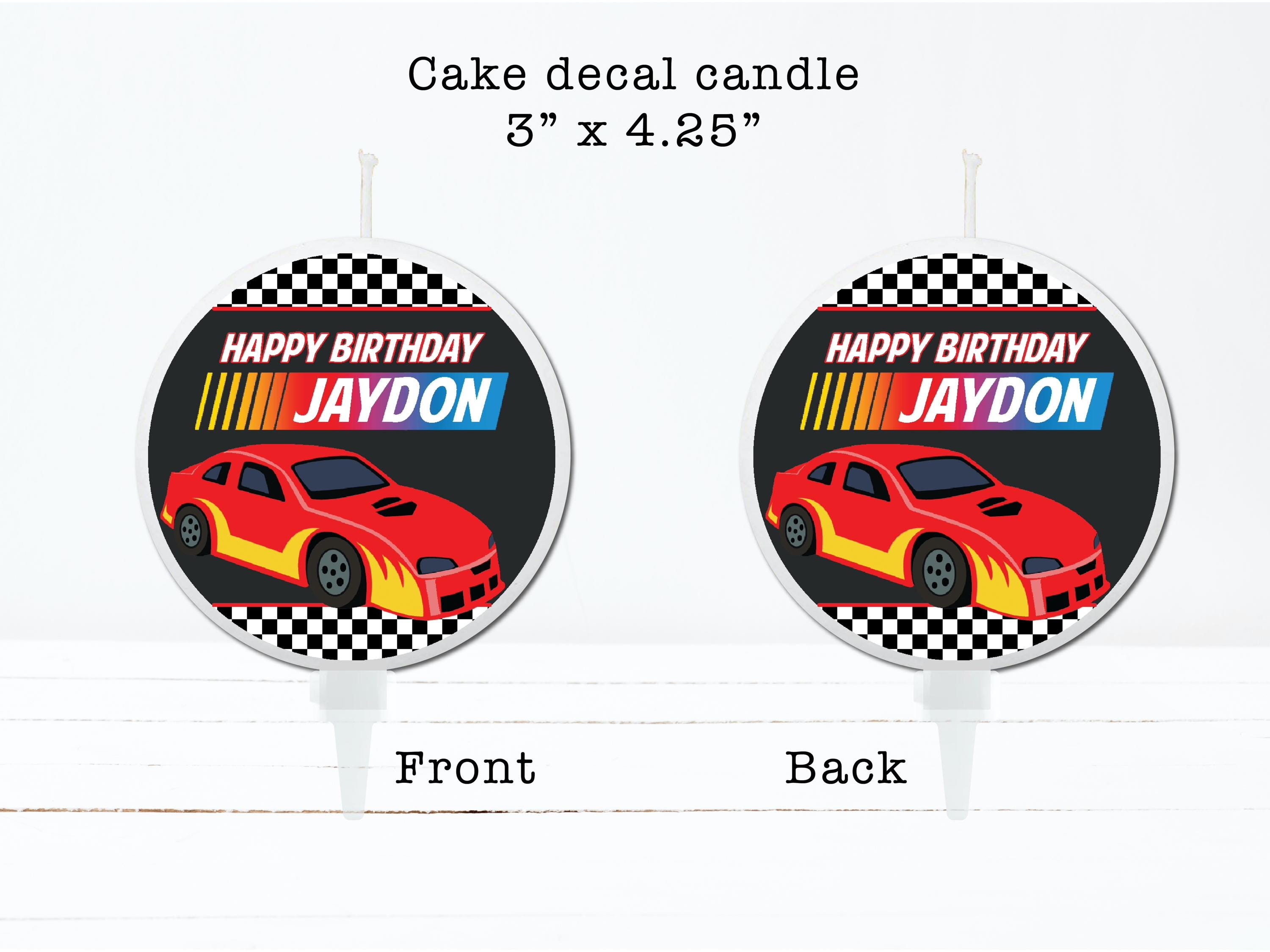 Race Car Racing Checkers Flag Nascar Inspired Personalized Candle Cake ...