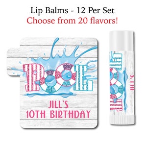 Cool Glitter Shine Pool Party Swimming White Wood Rustic Lip Balms Chap ...